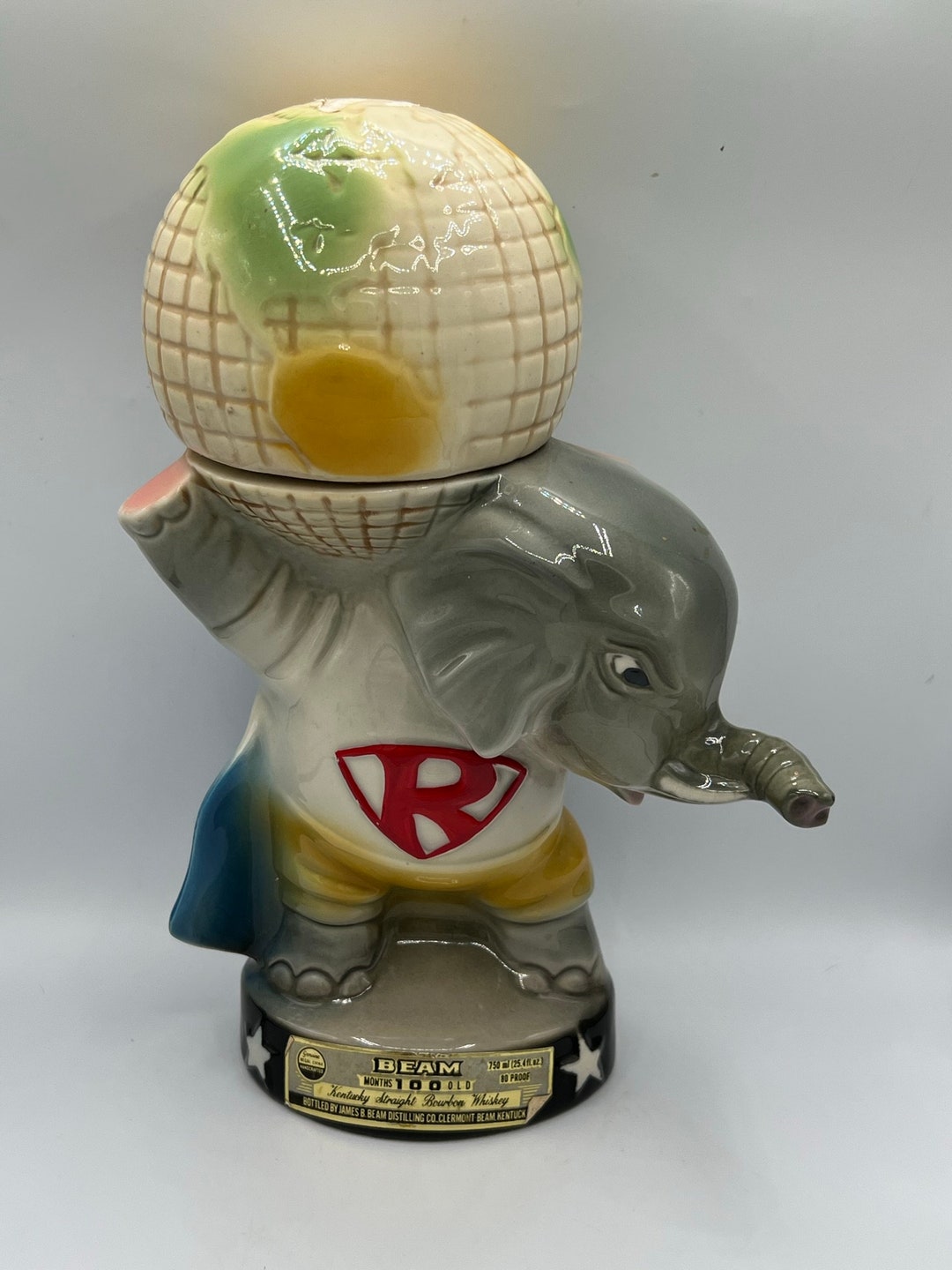 RARE 1968 Jim Beam Republican Elephant Decanter W Globe - Fantastic ...