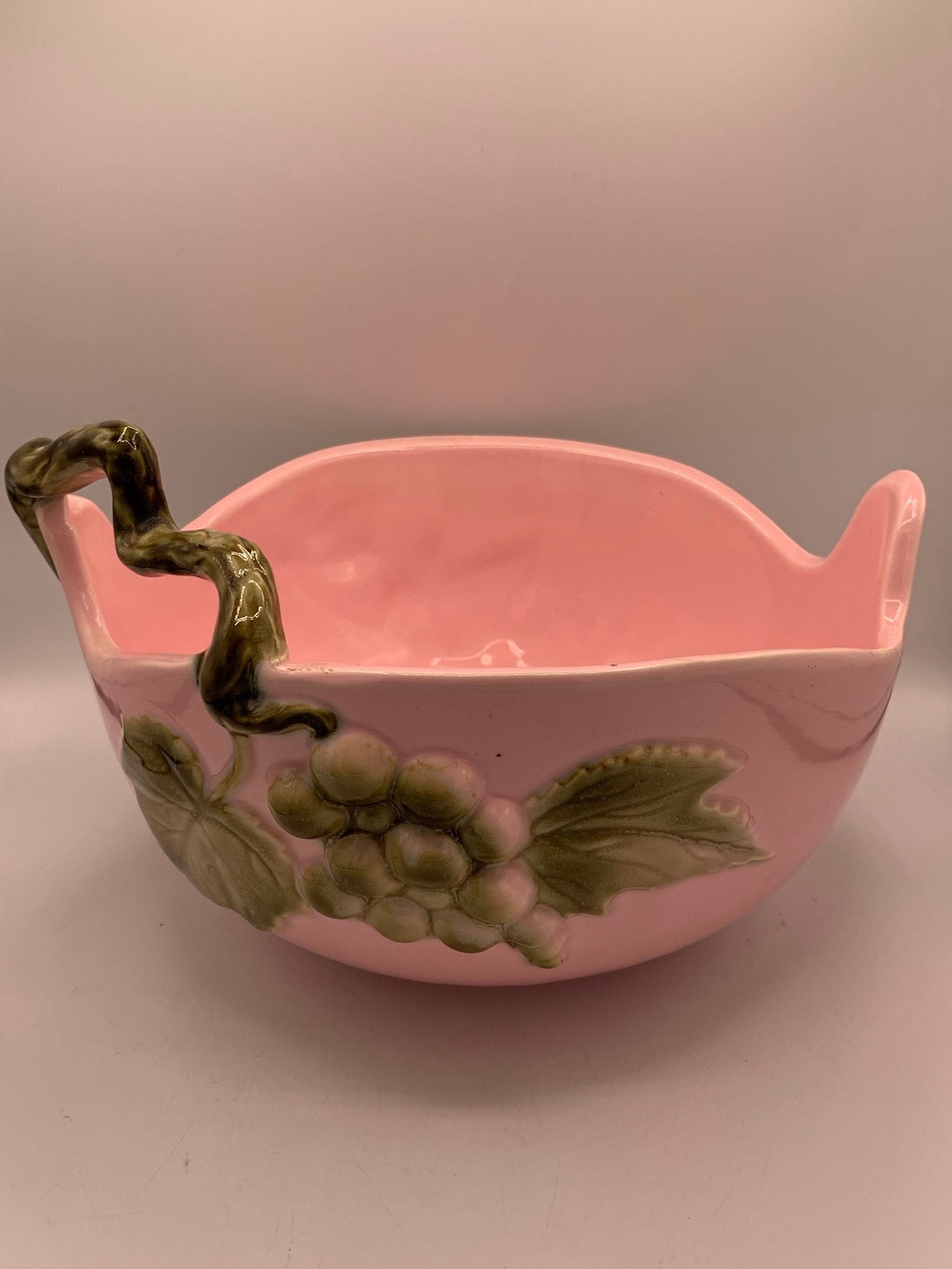 Vintage Jokay U.S.A. Pink Ceramic Bowl With Grapes - Etsy