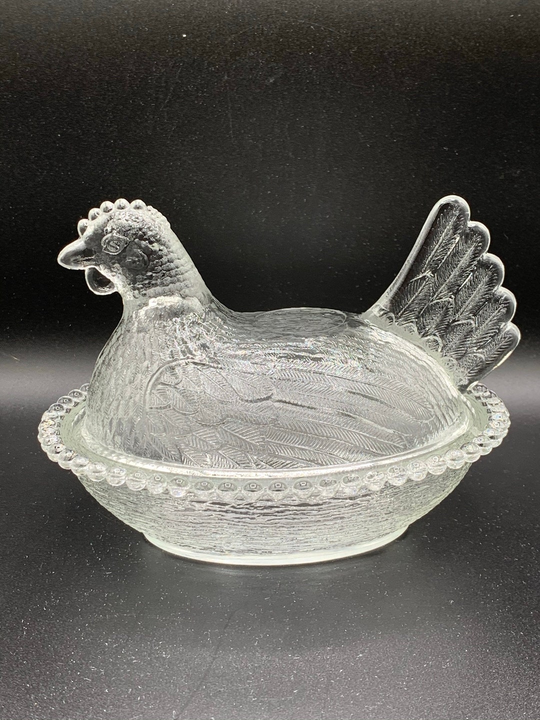 Vintage Clear Indiana Glass Hen on Nest Candy Trinket Dish - Etsy