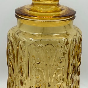 Vintage Lidded Amber Glass Cannister - Great Color - Large and in ...