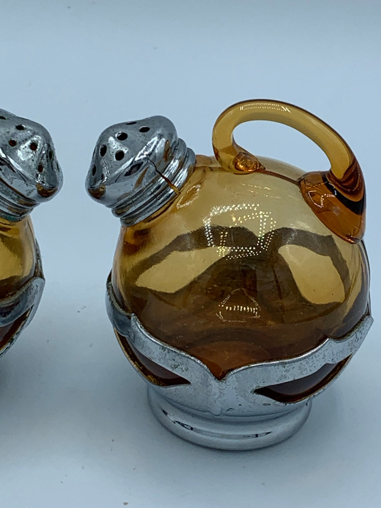 Farber Bros. Amber Glass Salt and Pepper Shakers - Etsy