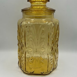 Vintage Lidded Amber Glass Cannister - Great Color - Large and in ...