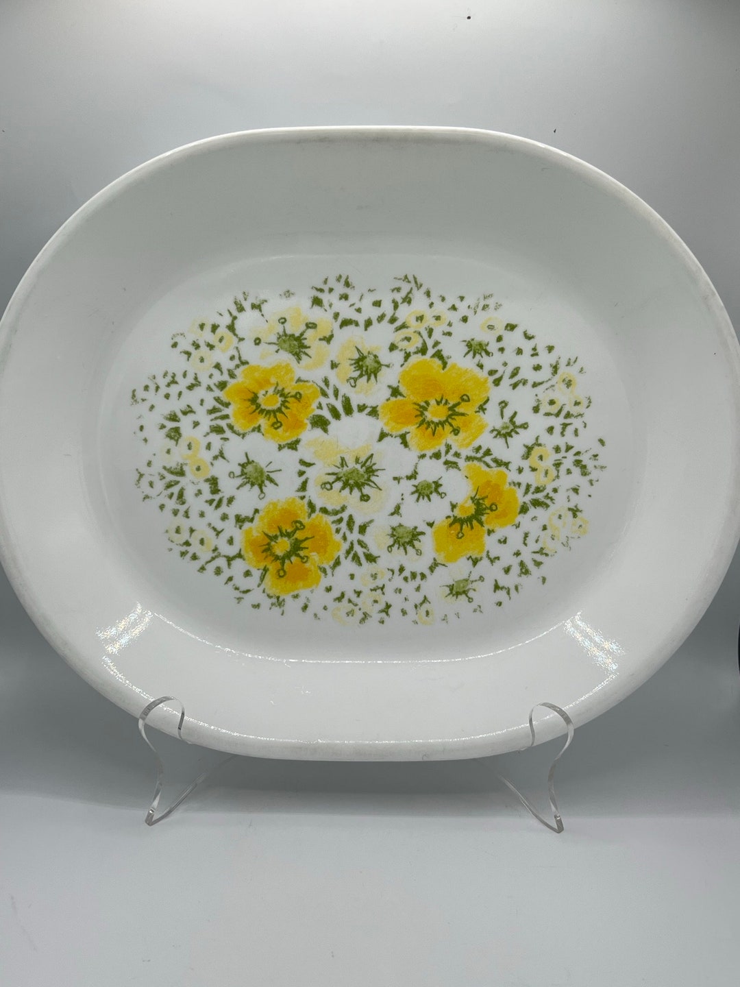 Vintage Corelle Oval Platter: April Yellow Flower Pattern - Etsy