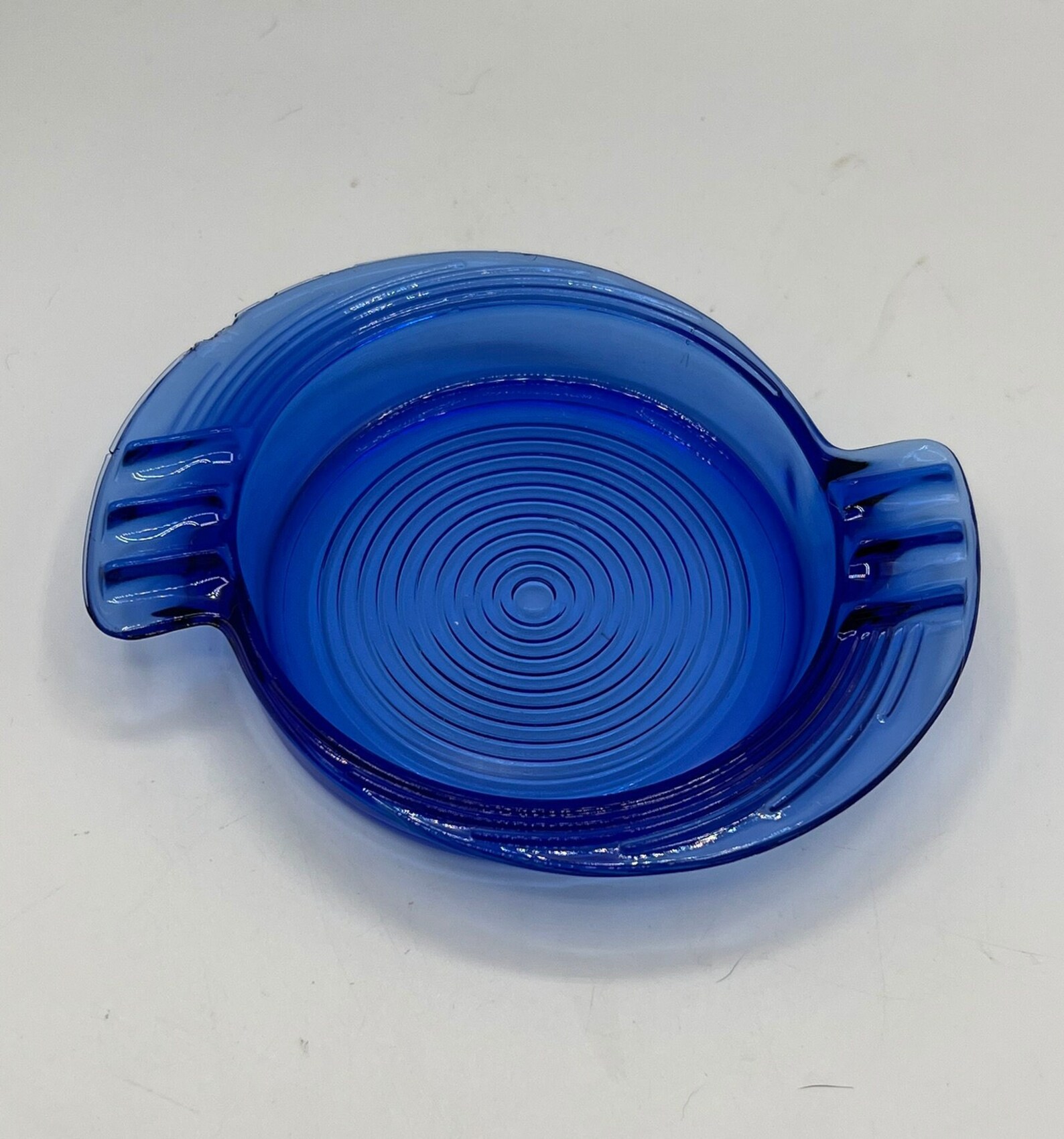 Blue Glass Vintage Ashtray Art Deco Style Great Color Great Style - Etsy