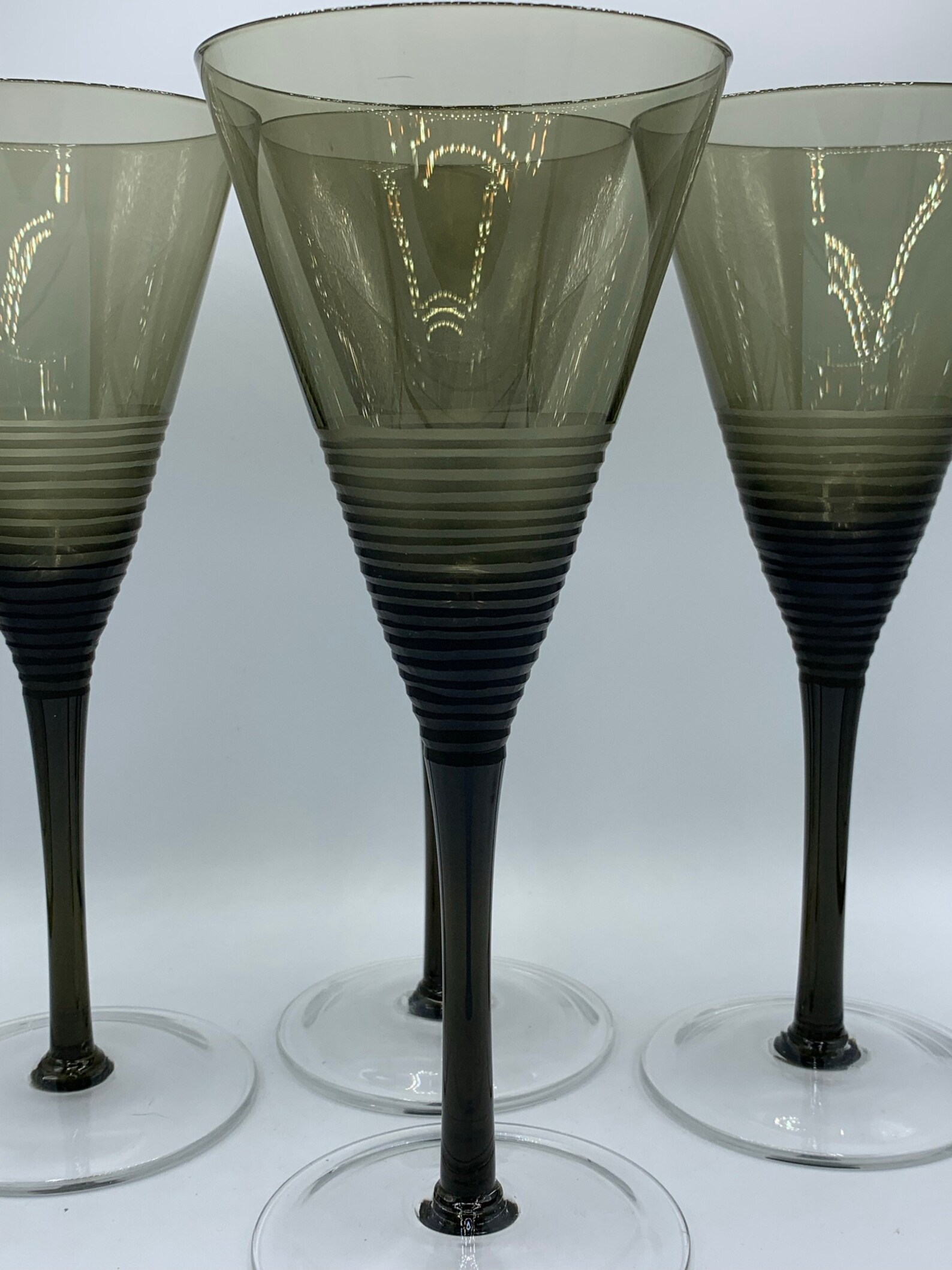 Amazing Vintage Art Deco Style Wine Glasses Set Of 4 Etsy