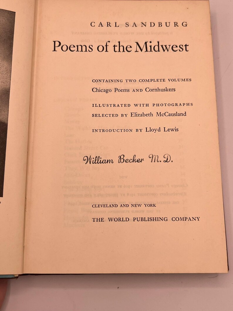 Hardcover Edition of Poems of the Midwest by Carl Sandburg - Two ...