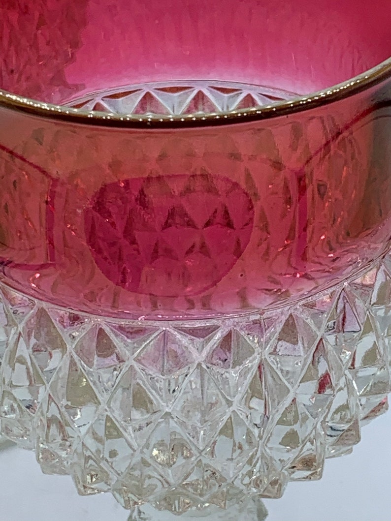 Vintage Indiana Glass Ruby Red Band Diamond Point Stemmed Wine - Etsy