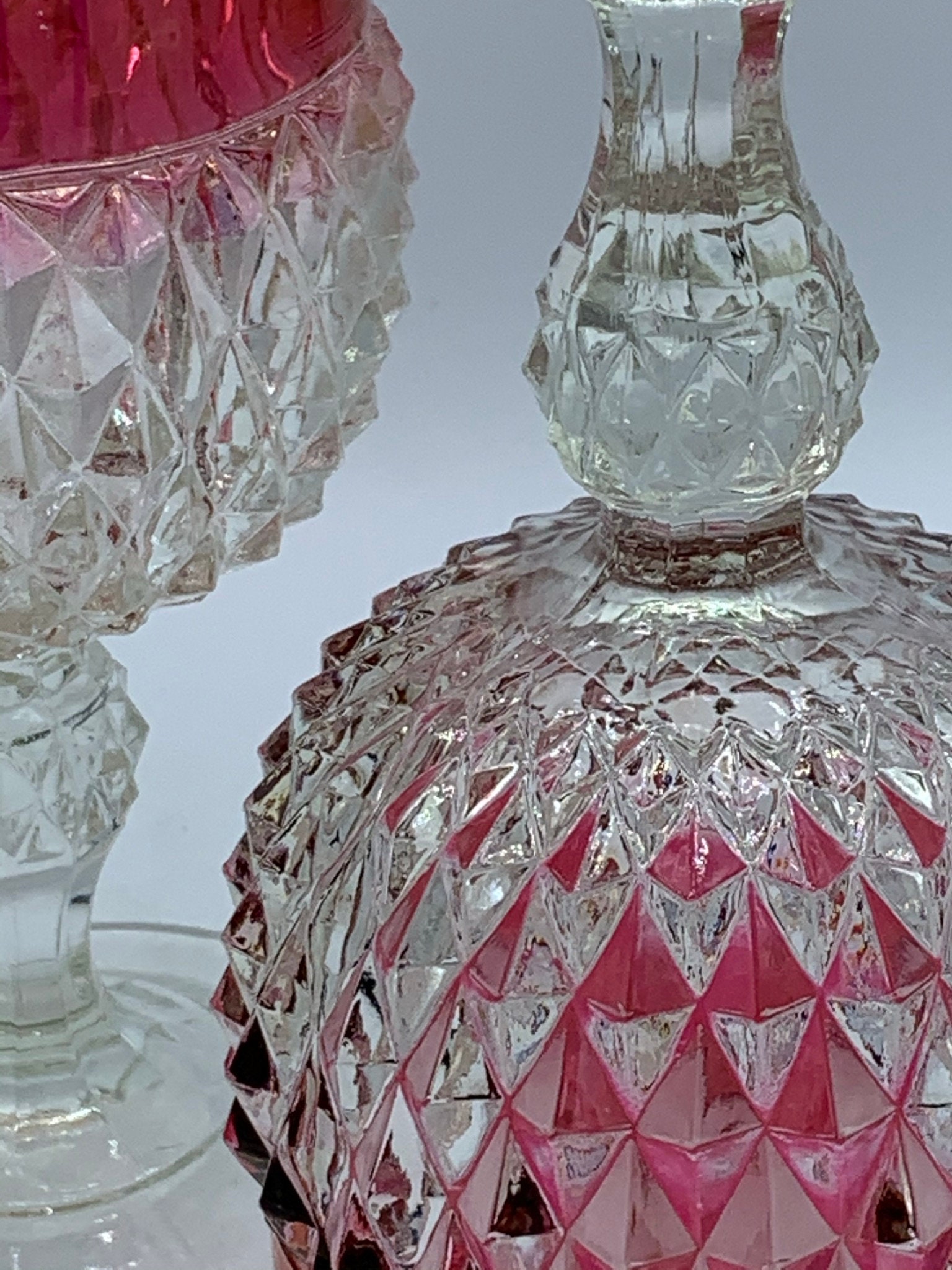 Vintage Indiana Glass Ruby Red Band Diamond Point Stemmed Wine - Etsy