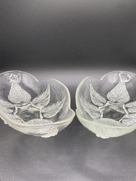 Art Deco Relish Dish Set of 2 Clear Glass With Raised Art - Etsy