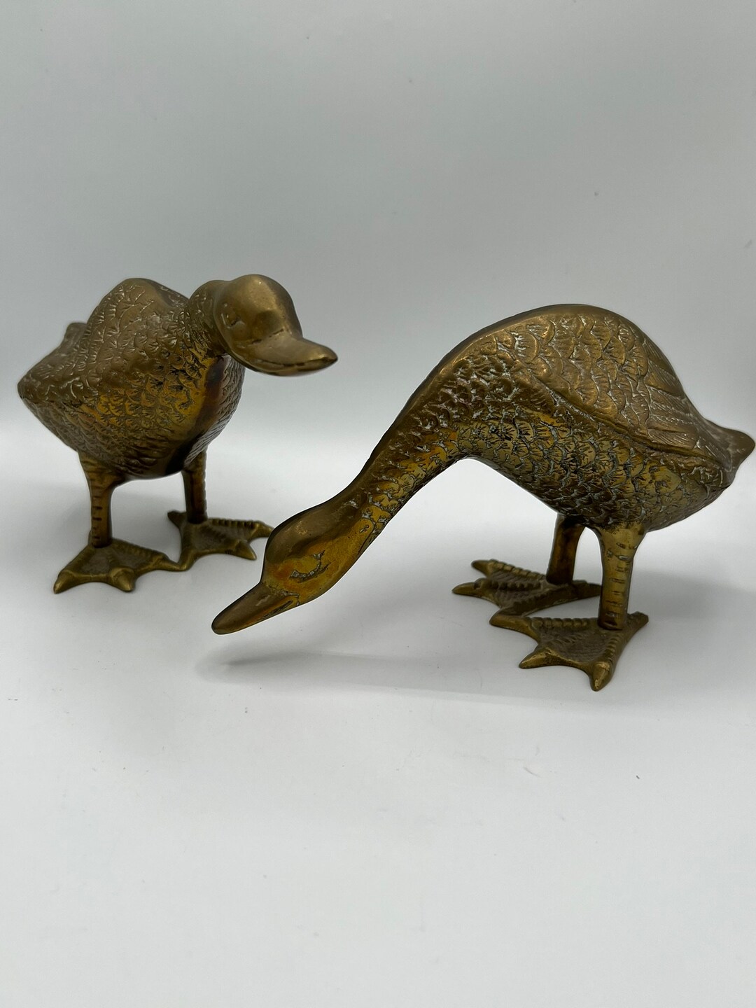 Vintage BRASS Ducks - GREAT Details, Wonderful Mid Century Form!! Mid ...