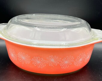 Pink Daisy Vintage Pyrex Oval Covered Casserole Dish With Lid 043 ...