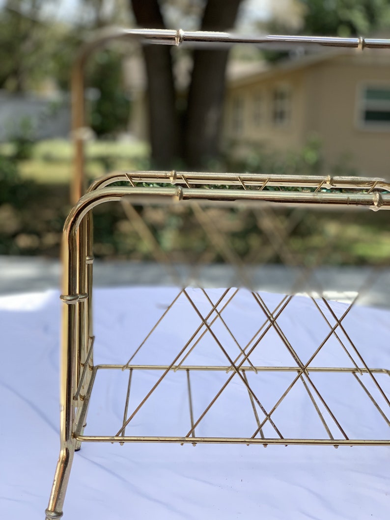 Vintage Atomic Magazine Rack Mid Century Brass Decor Eames - Etsy