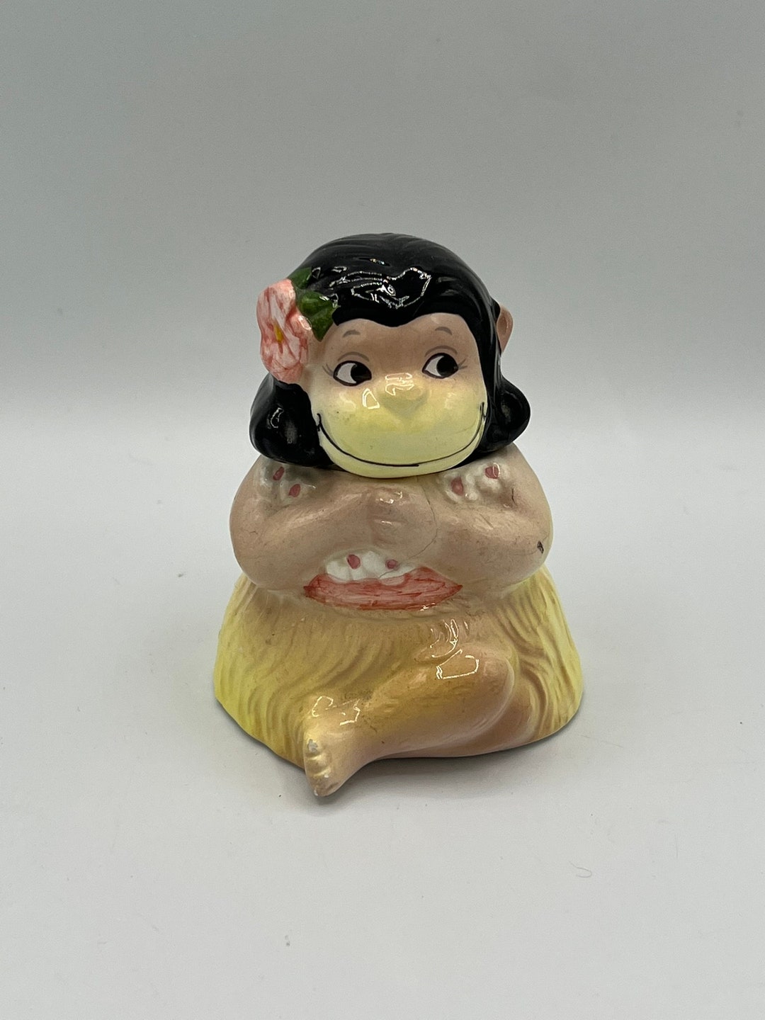 Luau Monkey Figurine: Thailand Ceramic Hula Girl (repaired) - Etsy