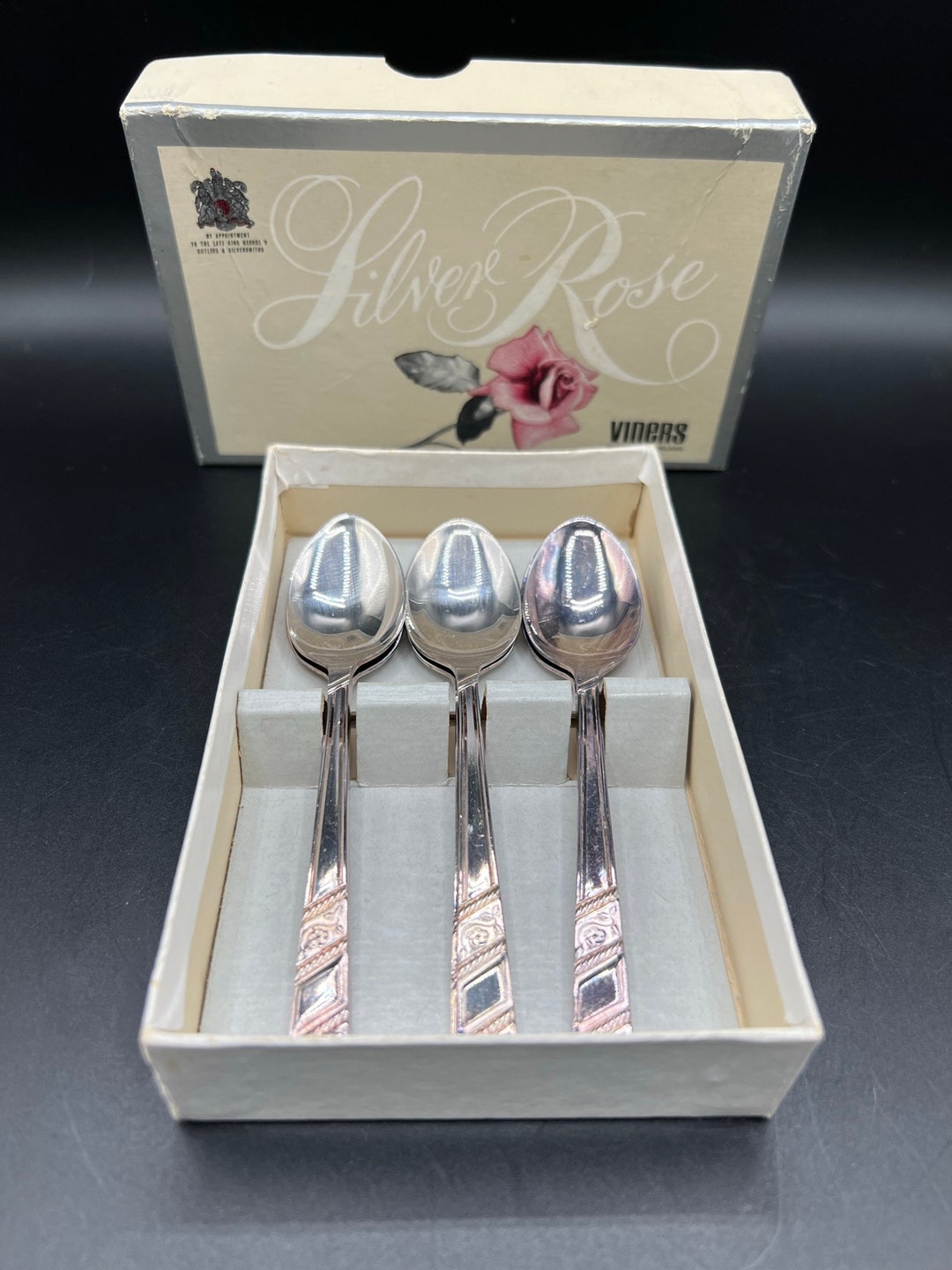 Vintage Set of Viners Silver Rose Coffee Spoons - 6 Inches Very Special ...