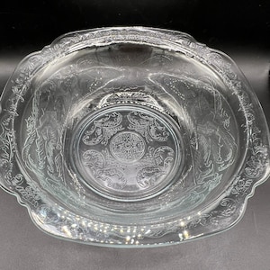 Vintage Clear Pressed Glass Bowl - Etched - Art Deco Pattern - A Real ...