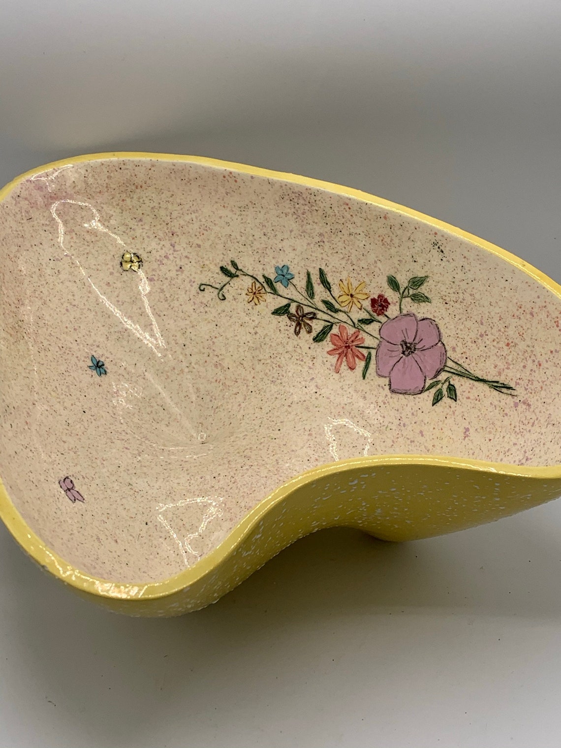 Rare Creek Turn Pottery Vintage Kidney Shaped Bowl Yellow | Etsy