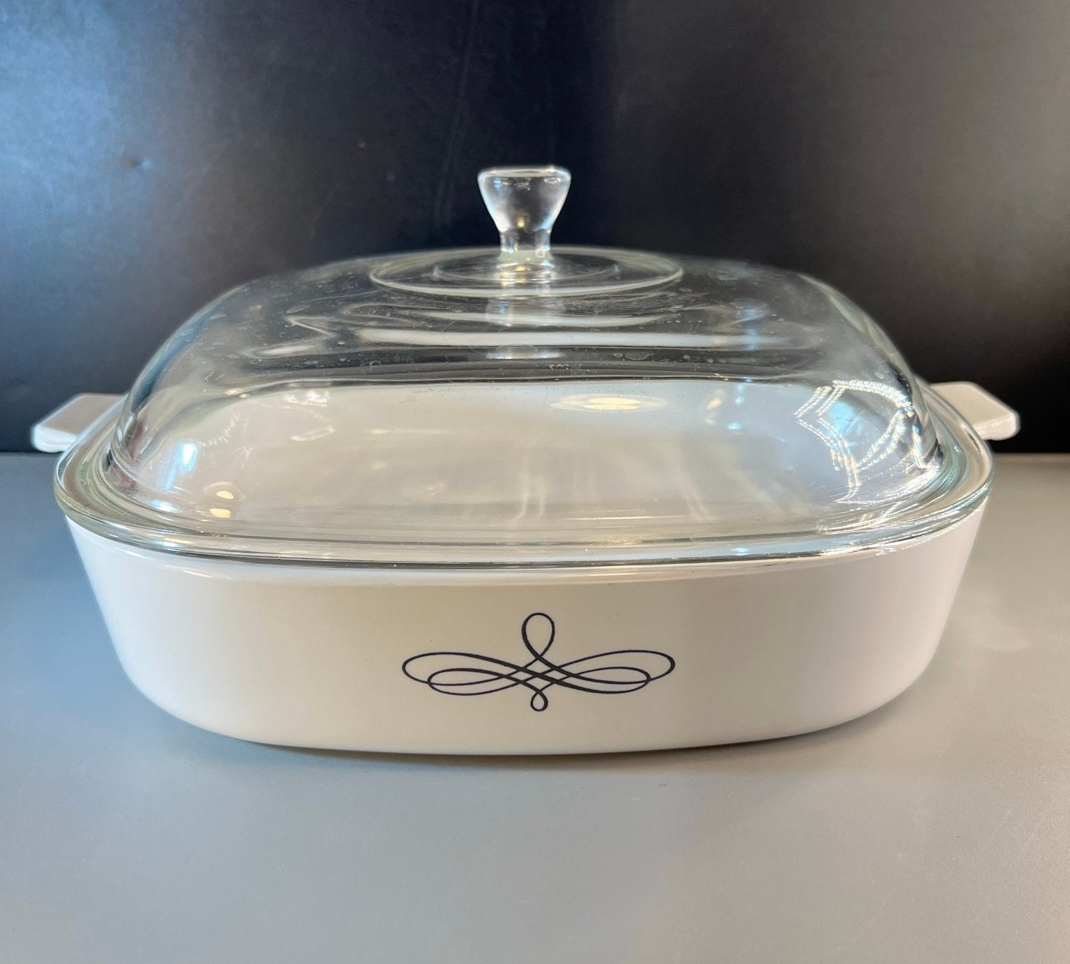 Vintage Corningware Trefoil Scroll Casserole Dish: 10-inch Square With ...