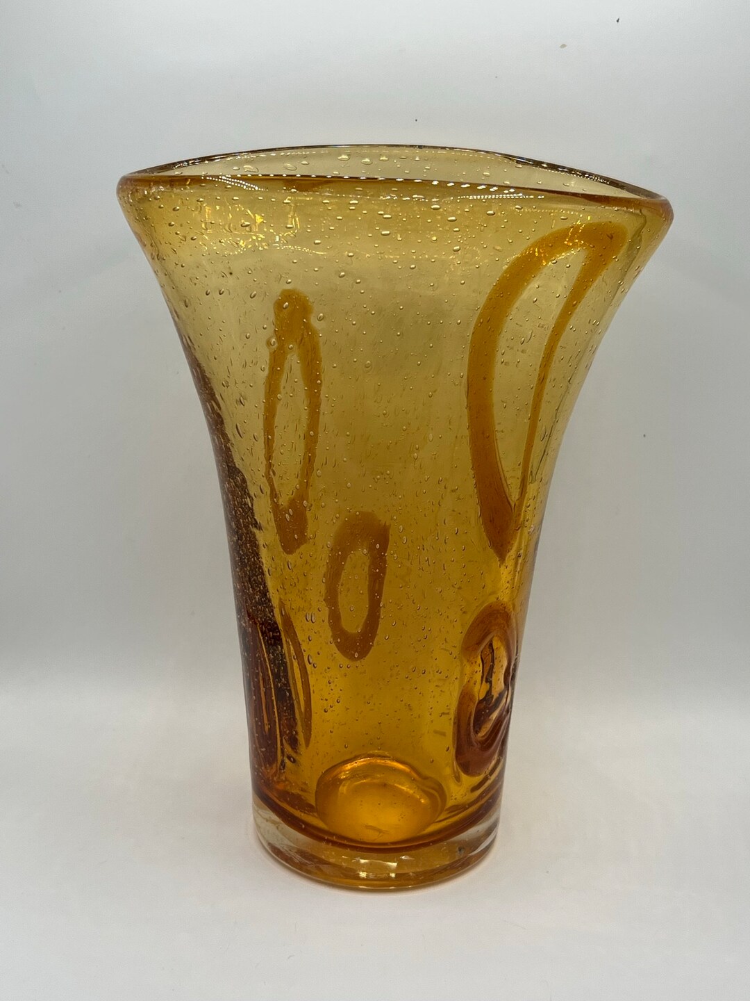 Amber Glass Vase Hand Blown Art Glass Such a Unique Piece - Etsy