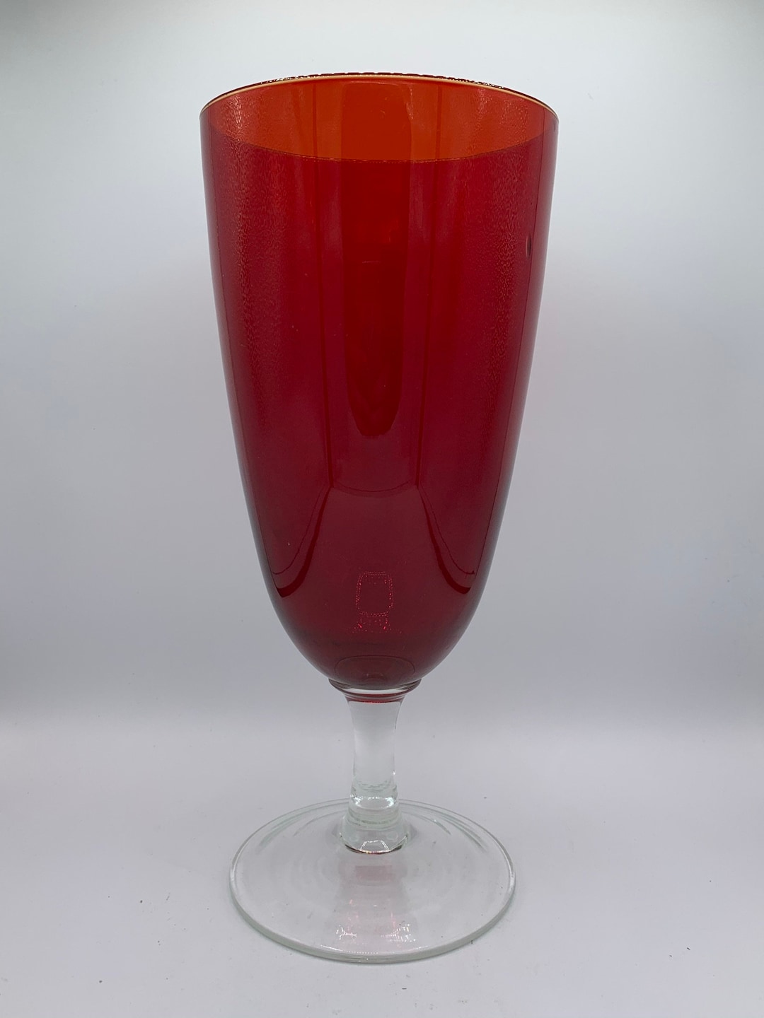 Vintage Red Glass Vase With Clear Base - Great Vase for Valentine's Day ...