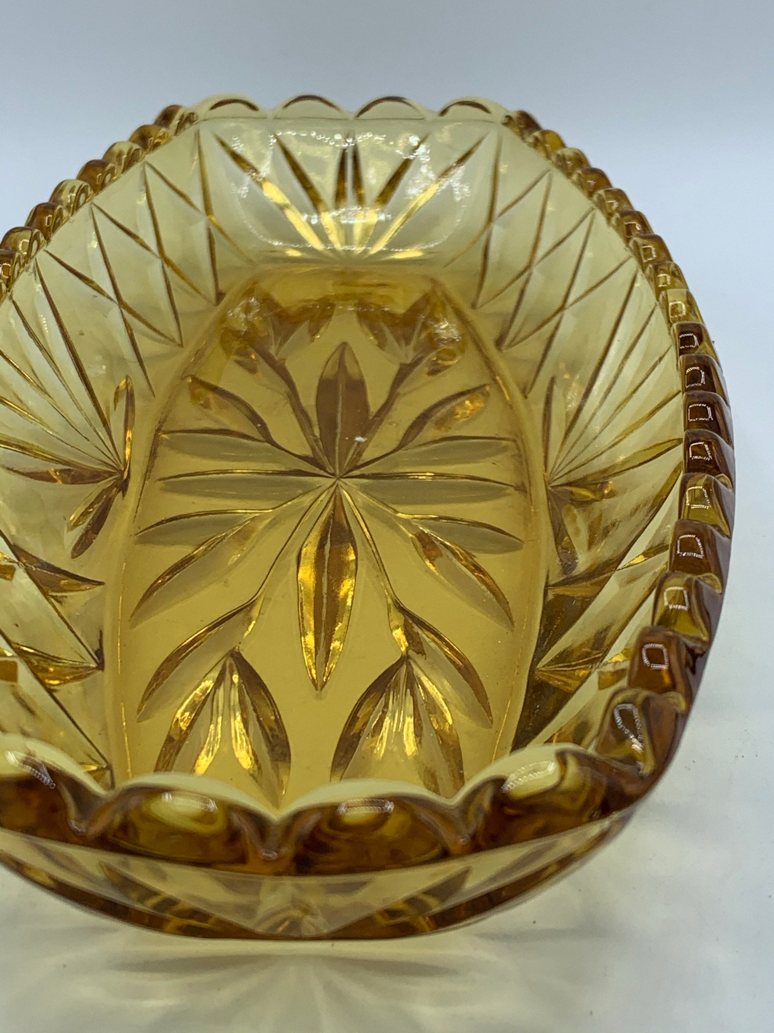 Vintage Hazel Atlas Pressed Amber Glass Celery Dish - Etsy