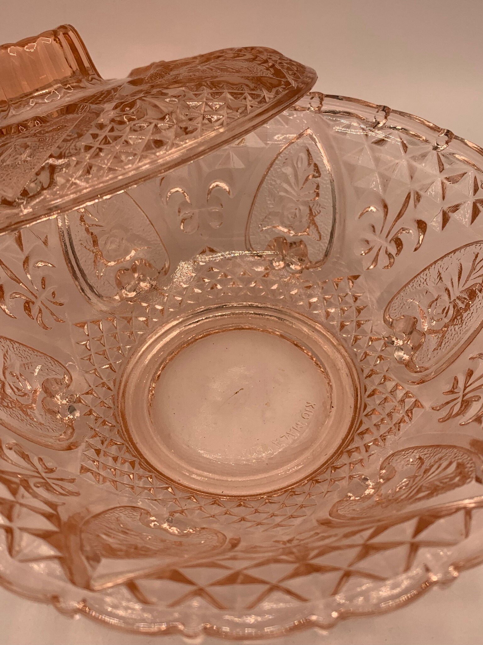 Pretty Pink Candy Dish KIG Indonesia Pressed Glass With - Etsy