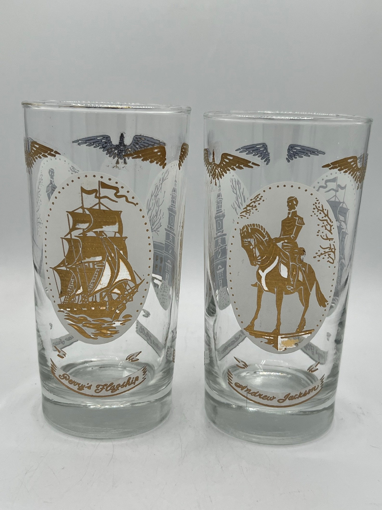 Vintage Andrew Jackson Cocktail Glasses: Gold & White Barware - Etsy
