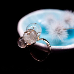 Dandelion Seeds Ring Dandelion Ball Resin Botanical Ring Plants Gold ...
