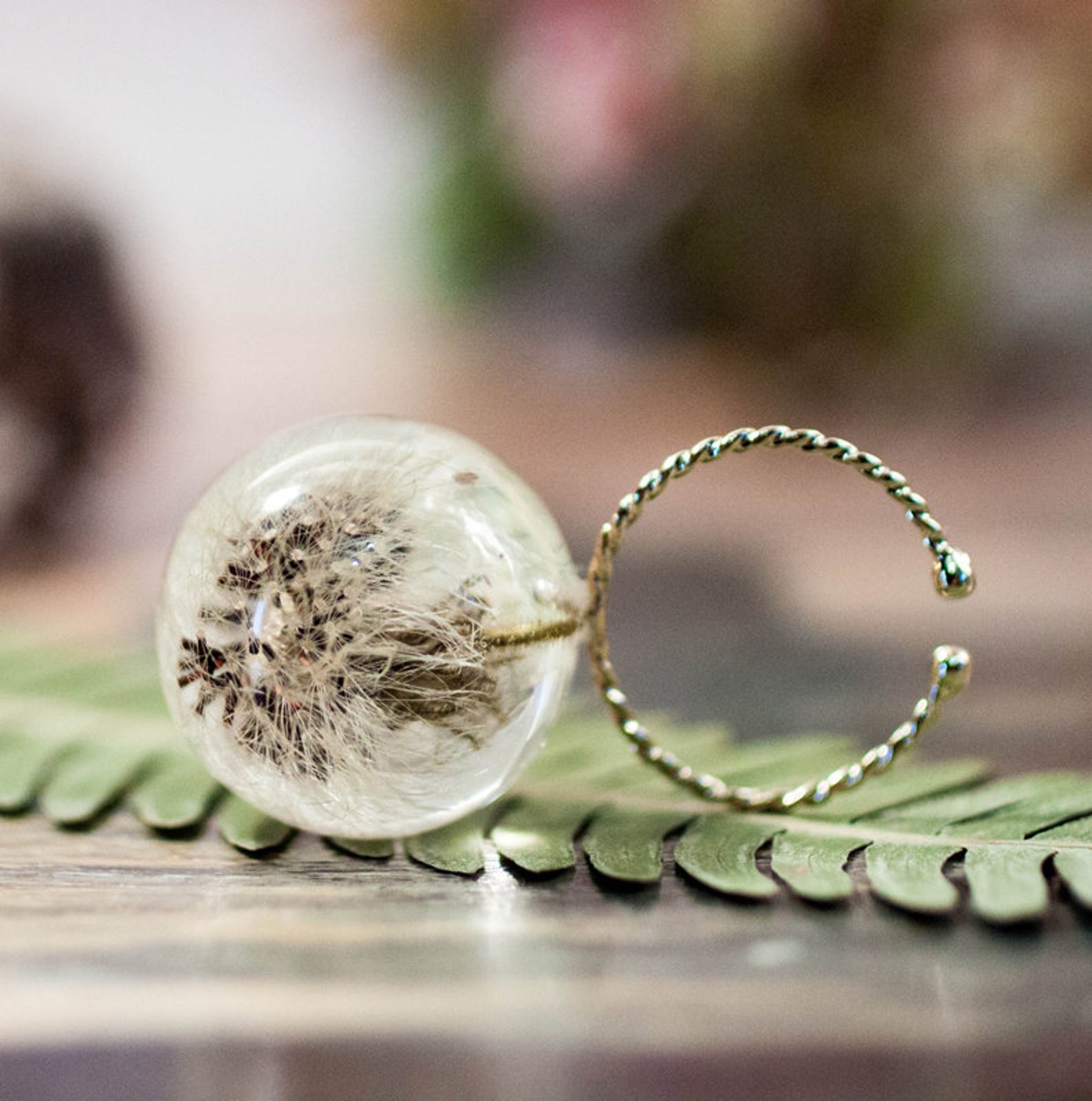 Real Dandelion Ring, Botanical Ring, Dandelion Ball, Resin Plants ...