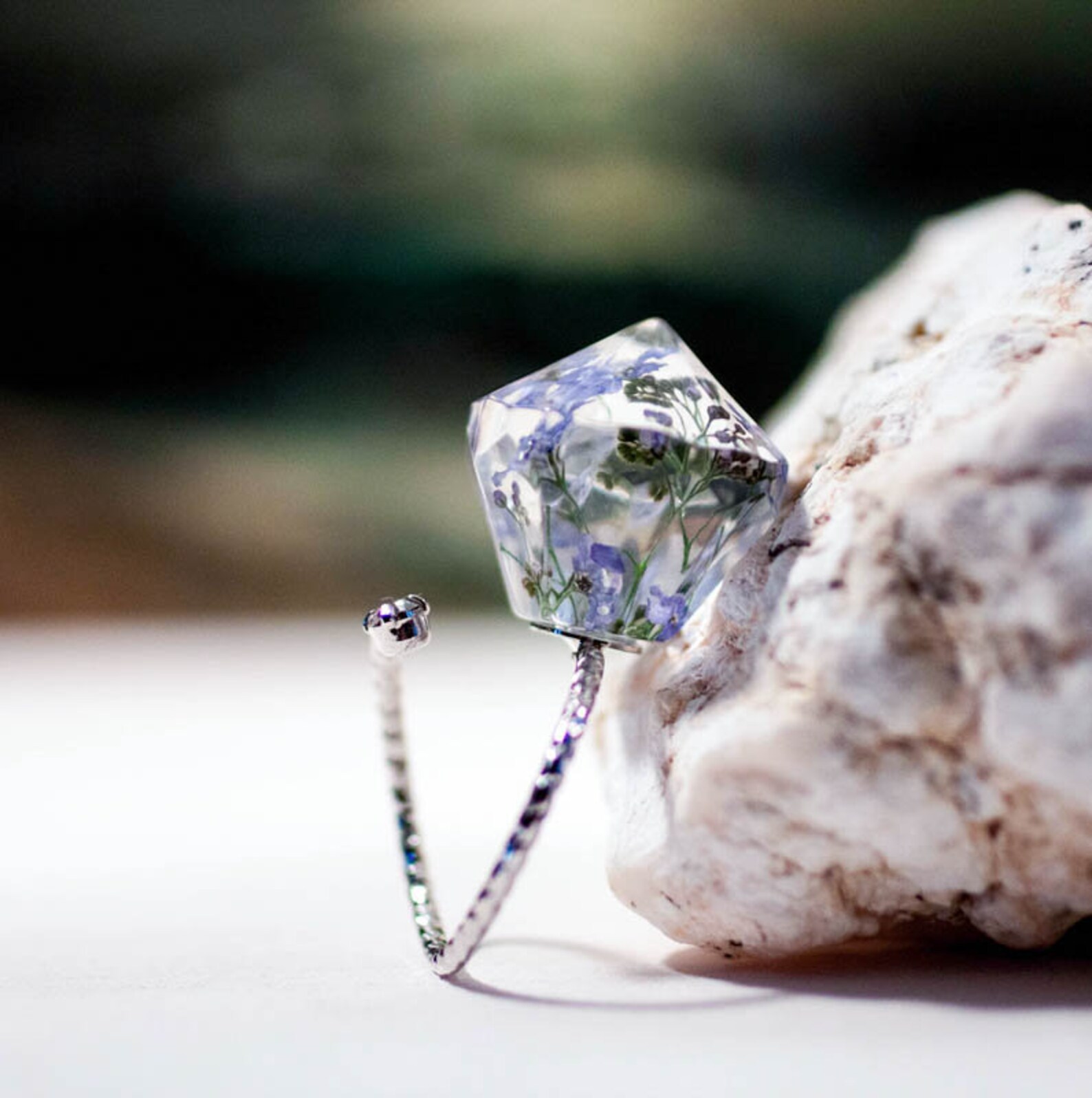 Forget Me Not Crystal Ring Blue Flower Jewelry Plants | Etsy
