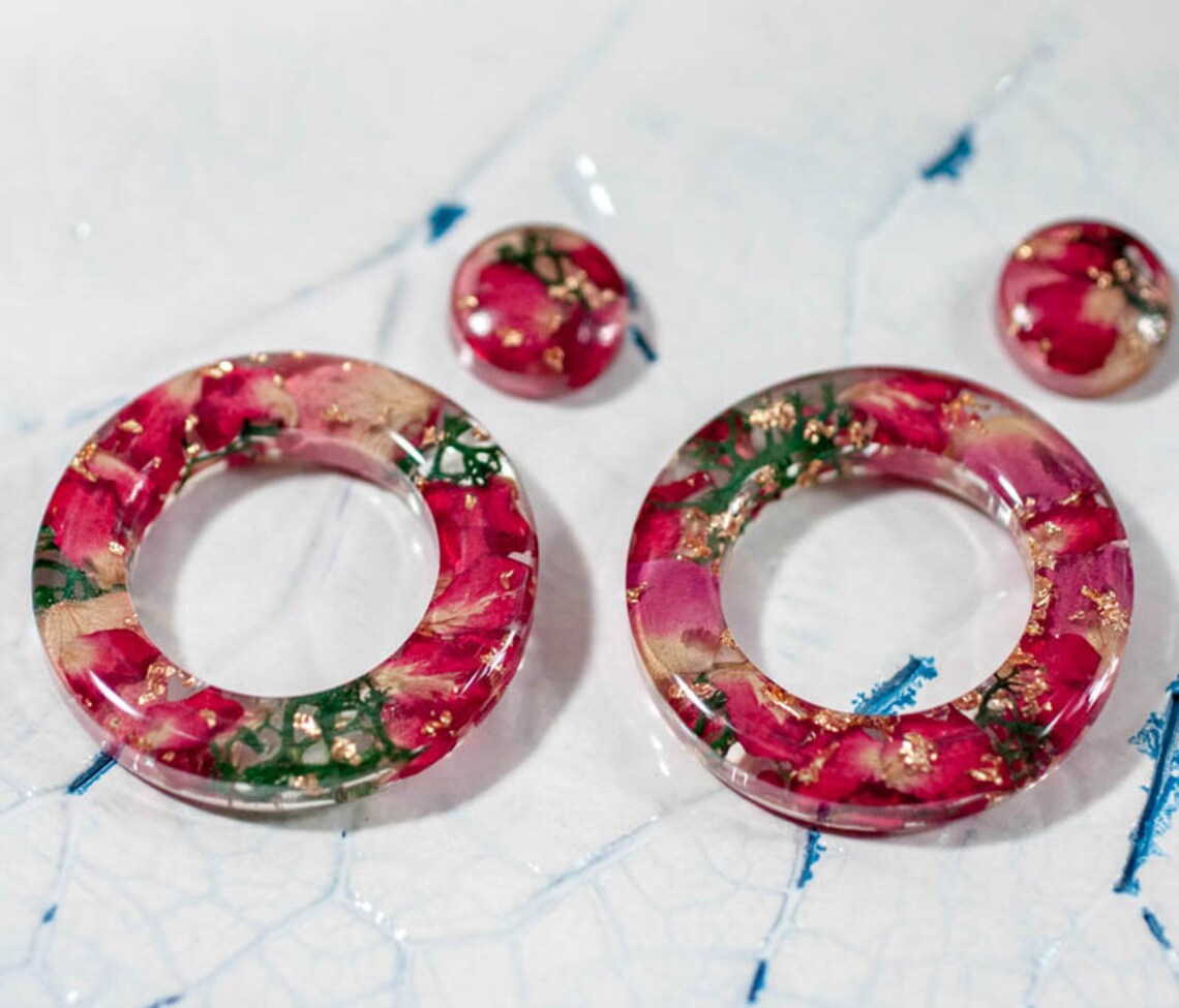 Real Rose Flower Ring Resin Botanical Moss Ring Plants Pink | Etsy