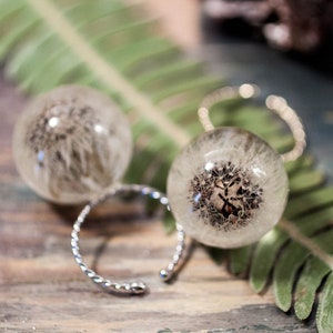 Real Dandelion Ring, Botanical Ring, Dandelion Ball, Resin Plants ...