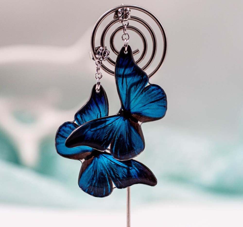 Blue Butterfly Earrings, Wings Earrings, Jewelry Butterfly, Blue ...