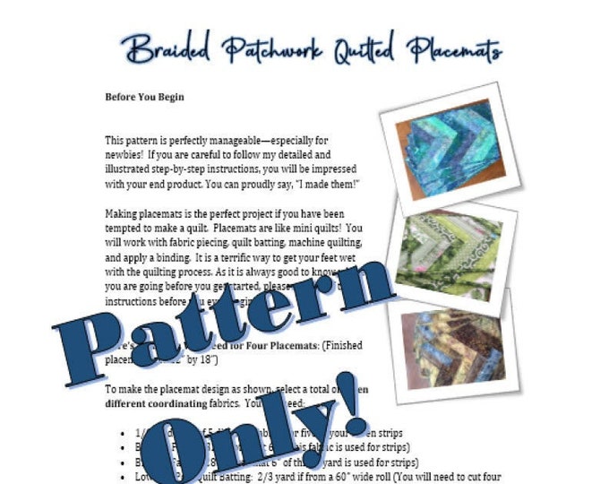 Modern French Braid Design Quilted Placemat Pattern — Instant Download ...
