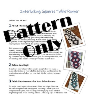 Interlocking Squares Table Runner Pattern — Instant Download (pattern ...