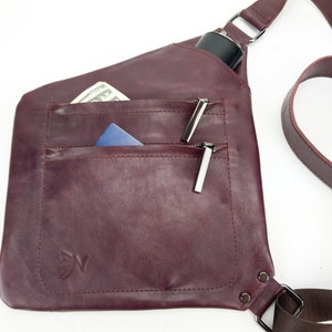 Leather Shoulder Fanny Pack Burgundy Leather Small Bag - Etsy