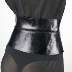 Black Glossy Stiff Leather Peplum Belt Womens Leather Belt - Etsy