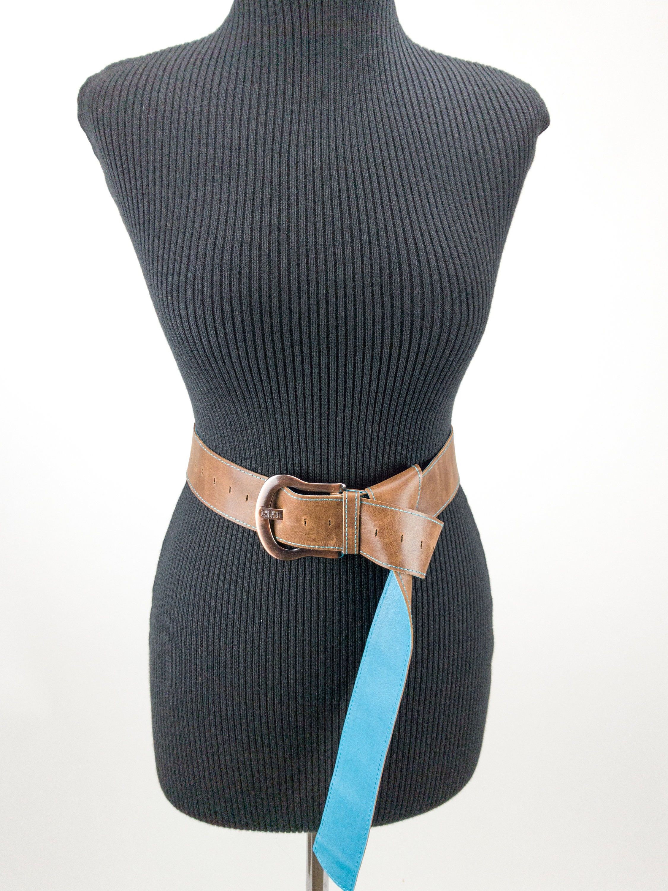 Extra Long Leather Buckle Belt Long Women Belt Brown Tan | Etsy