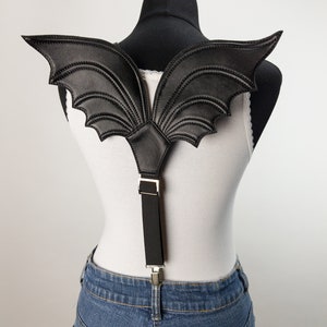 Black Leather Suspenders With Bat Wings - Etsy