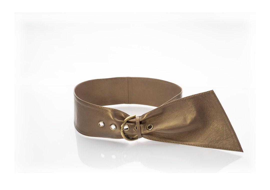 XS - 3X Bronze Leather Sash Belt, Dress Belt, Wide Waist Belt, Plus ...