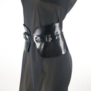 Black Glossy Stiff Leather Peplum Belt Womens Leather Belt - Etsy