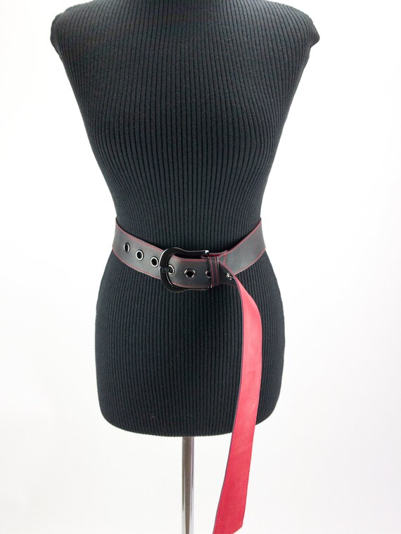 Extra Long Leather Belt With Metal Buckle and Eyelets Long | Etsy