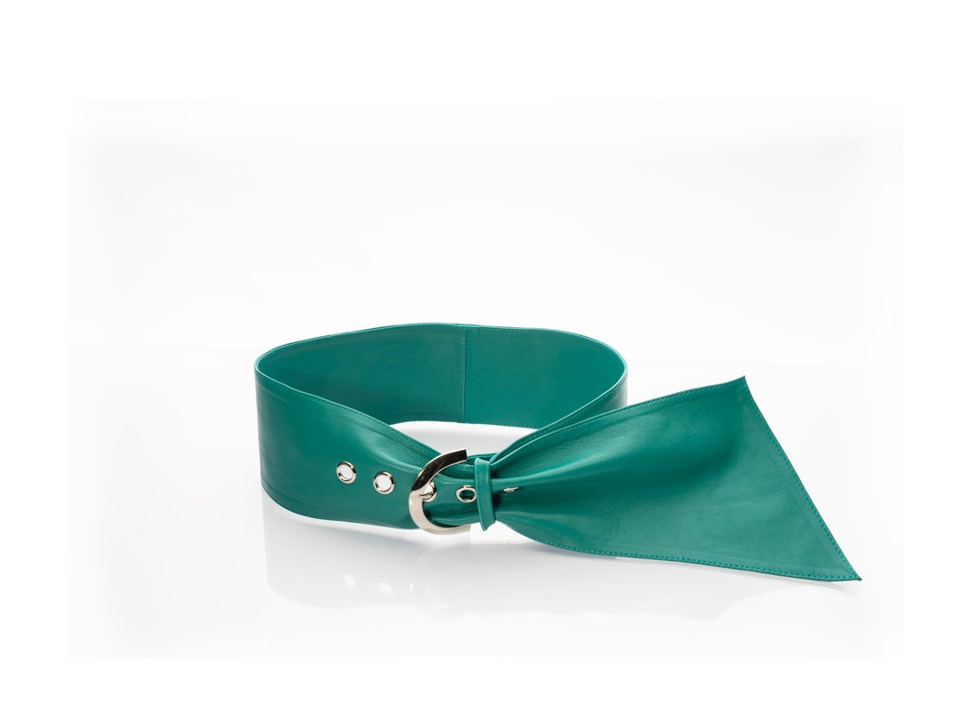 Teal Leather Sash Belt, Summer Dress Belt, Wide Waist Belt, Plus Size ...