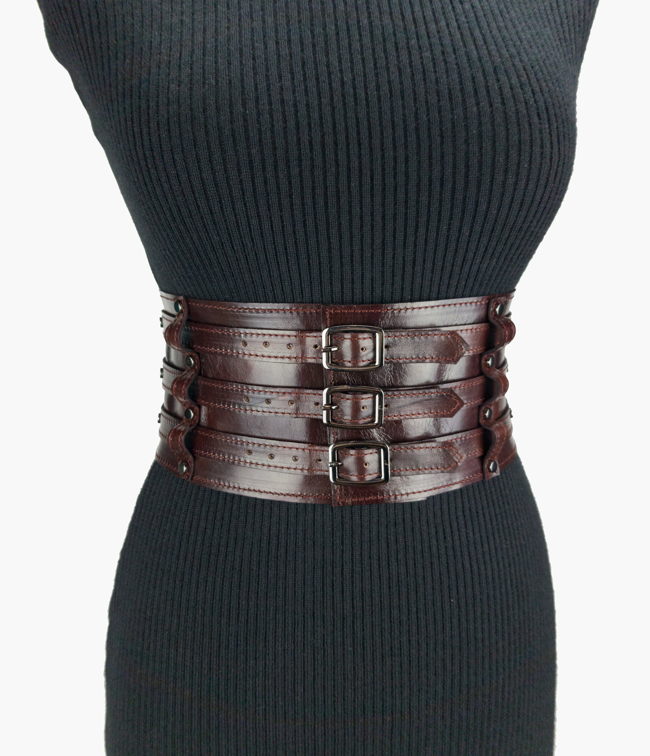 Brown Leather Corset Belt