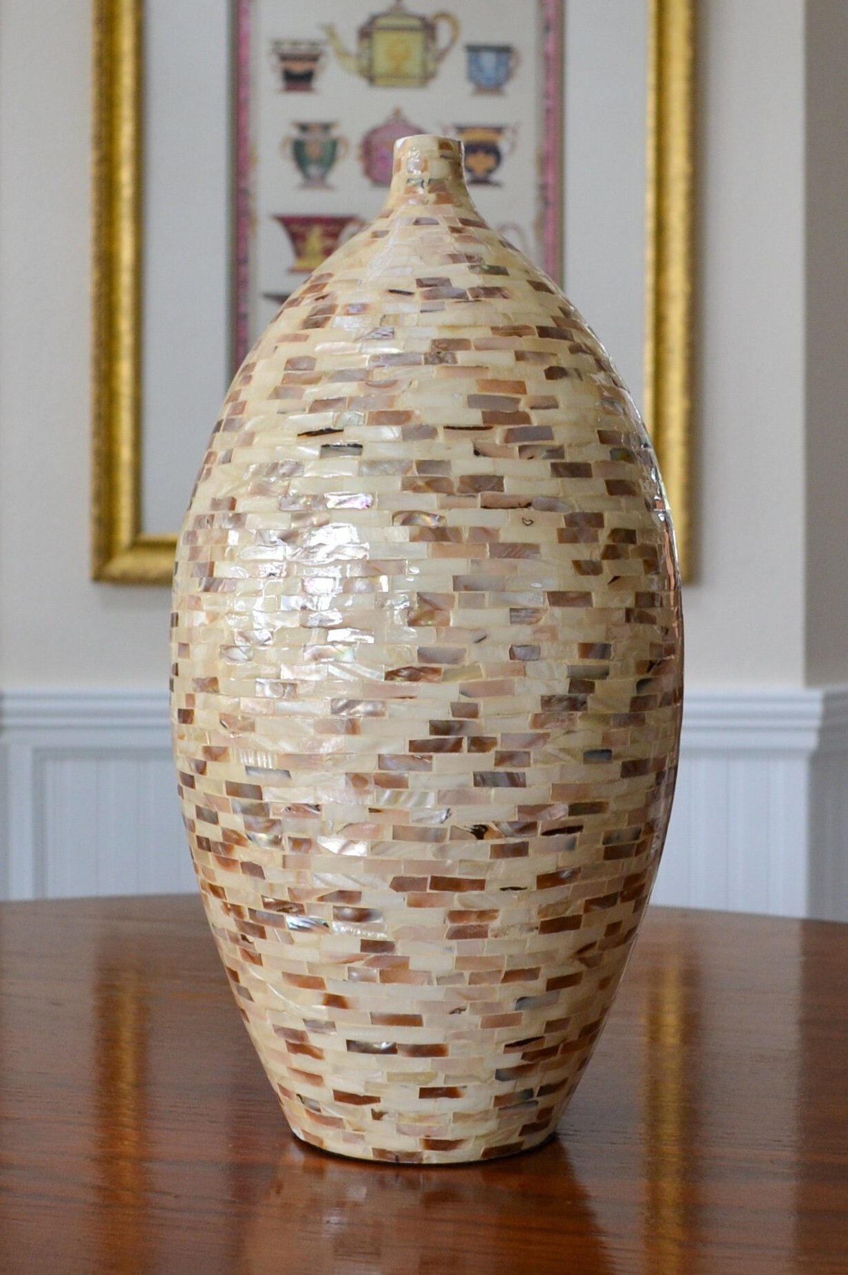 16.5 Inch Tall Hand Crafted Mother of Pearl Shell Inlay Mosaic - Etsy