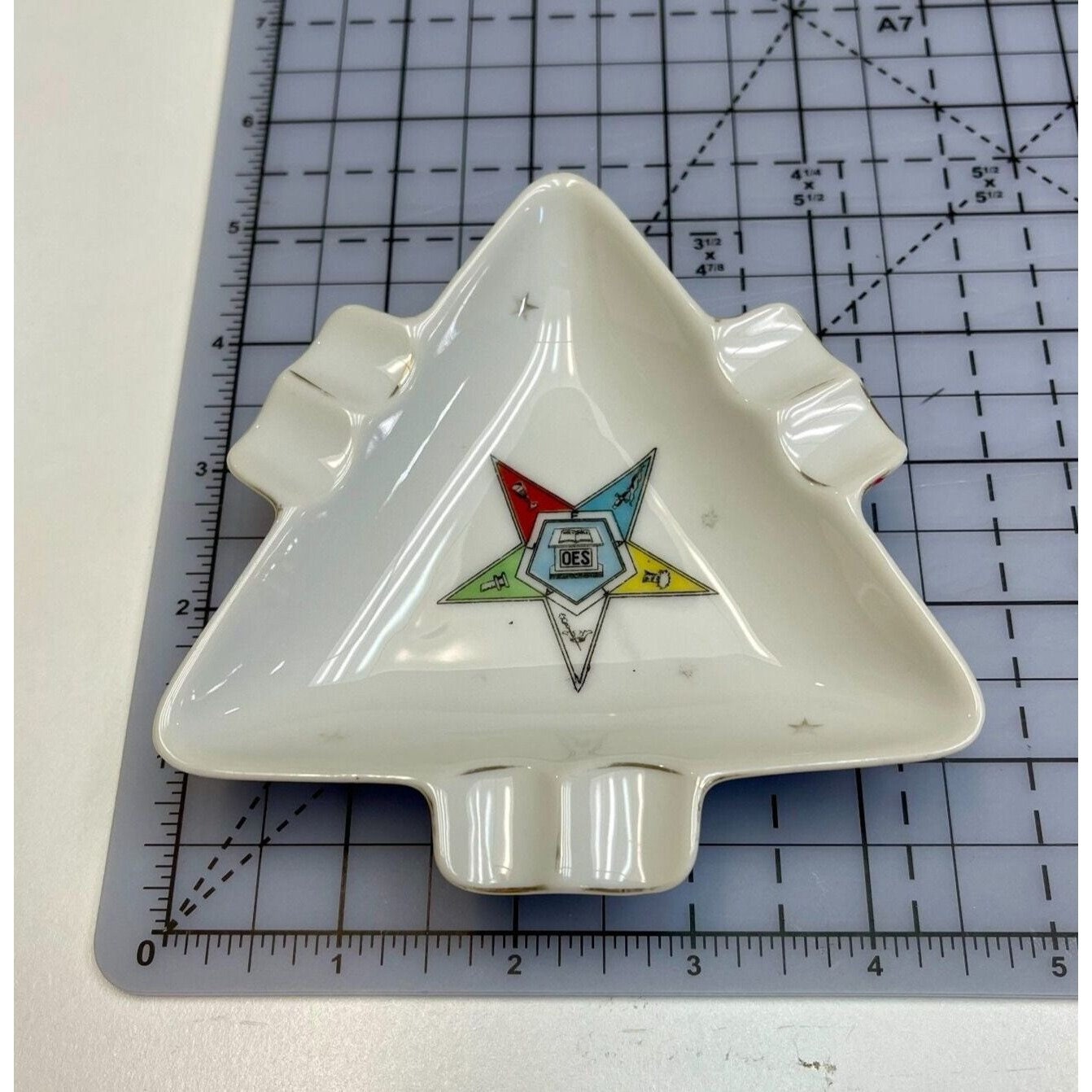 Lefton China Freemason Hand Painted White Triangular Porcelain Ashtray ...