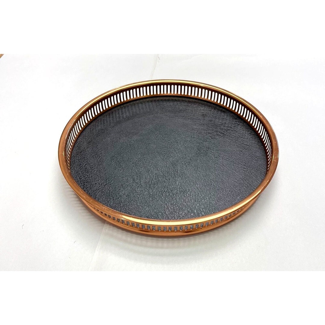 Coppercraft Guild Round Copper Tray With Faux Leather and Formica 13 ...