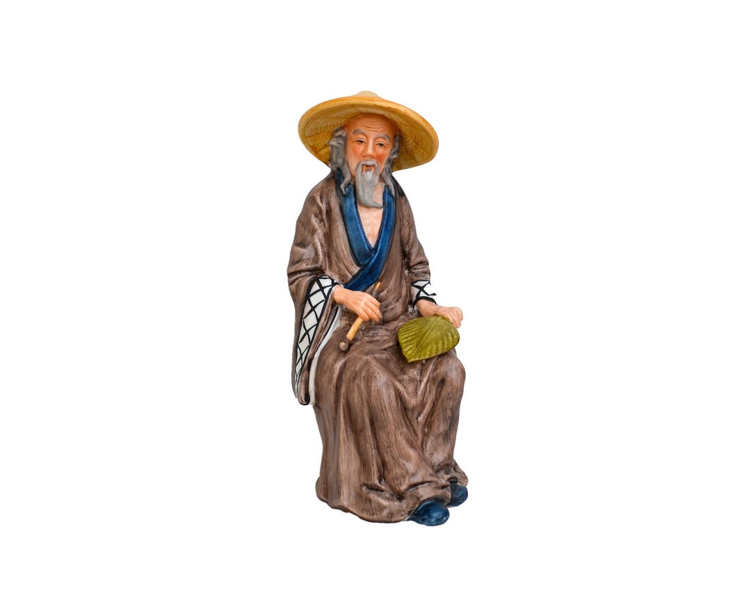 Toyo Japan Seated Old Asian Man Porcelain Figure Hand Painted Figurine ...