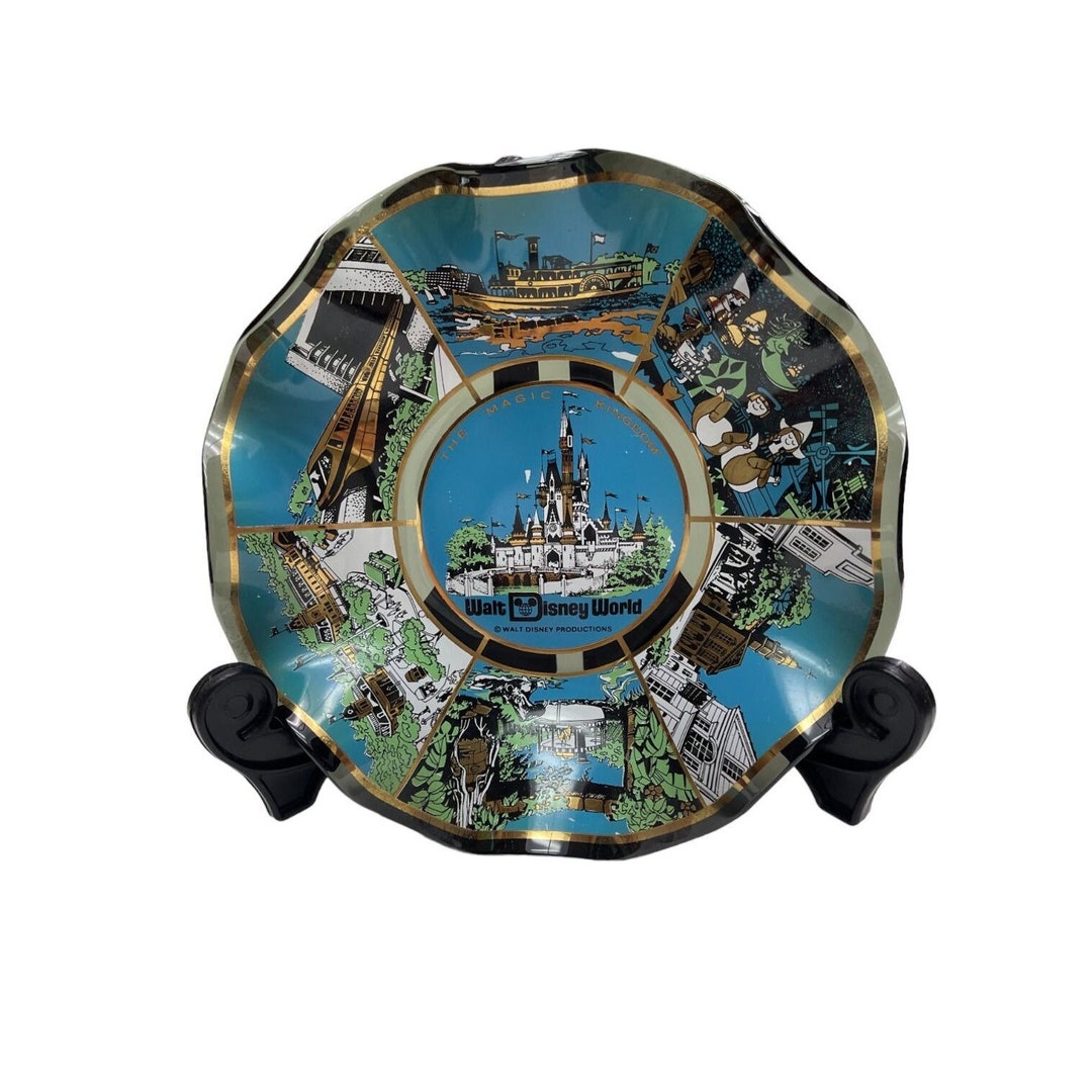 Walt Disney World Ruffled Glass Plate Souvenir Plate Gift Tray Disney ...