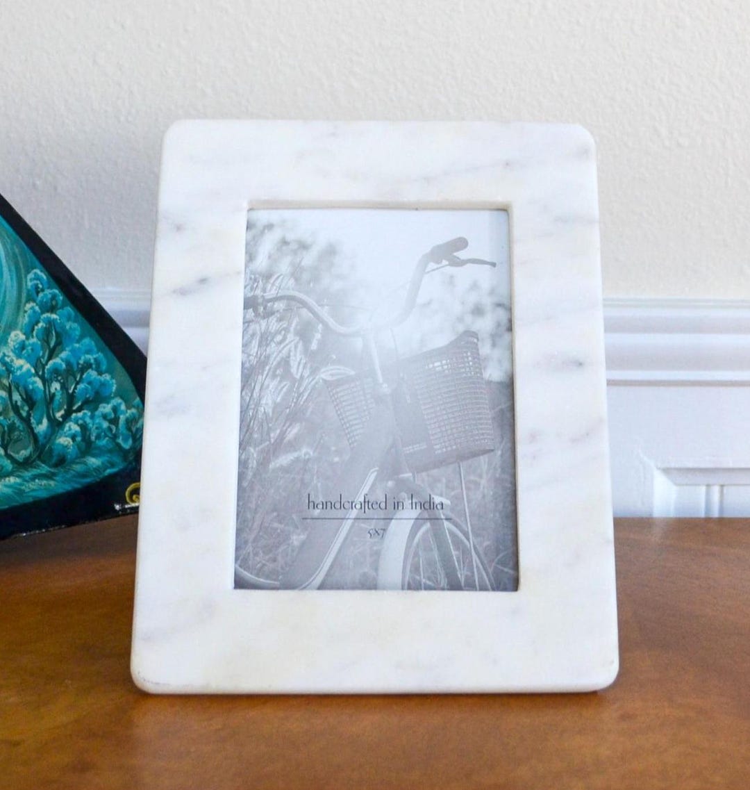 Handcrafted Heavy White Marble Photo Frame | 5x7 Picture Display ...
