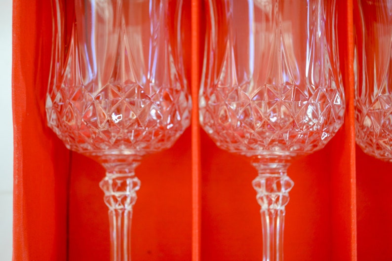 Set of 6 (six) Vintage Genuine 24% Pbo Lead Crystal Longchamp Stemmed ...